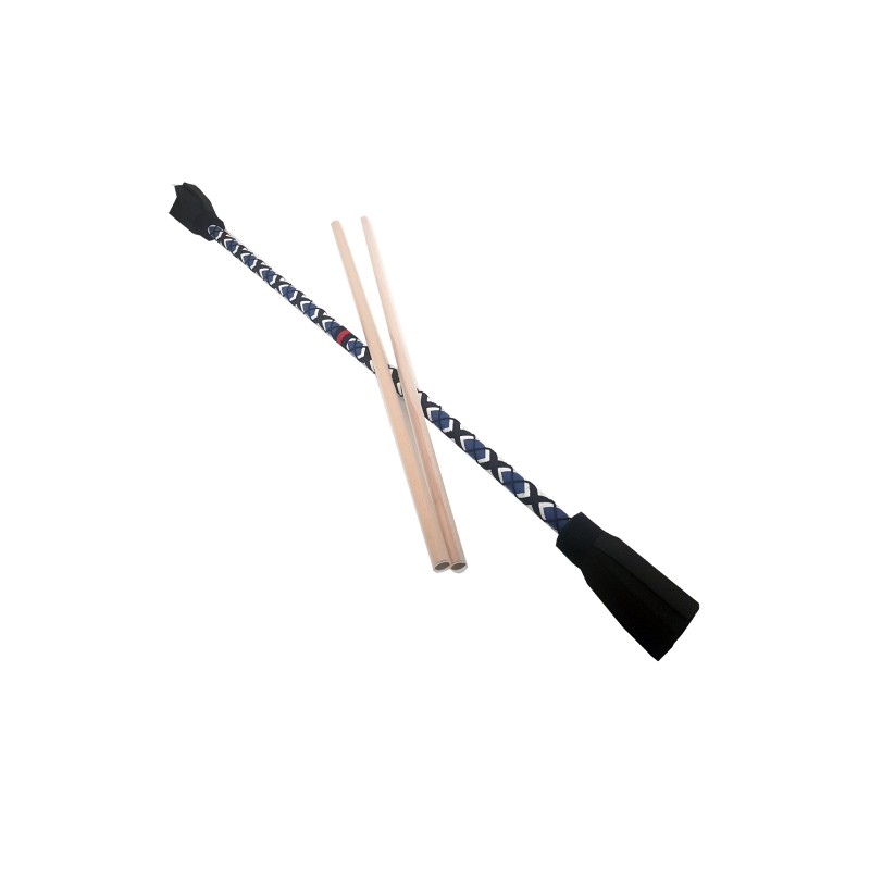 Bâton fleur double spirale Bleu + Baguettes